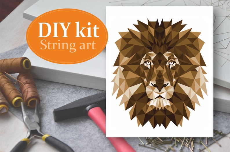 DIY Kit String Art Lion Wild Animal Wall Art - Etsy