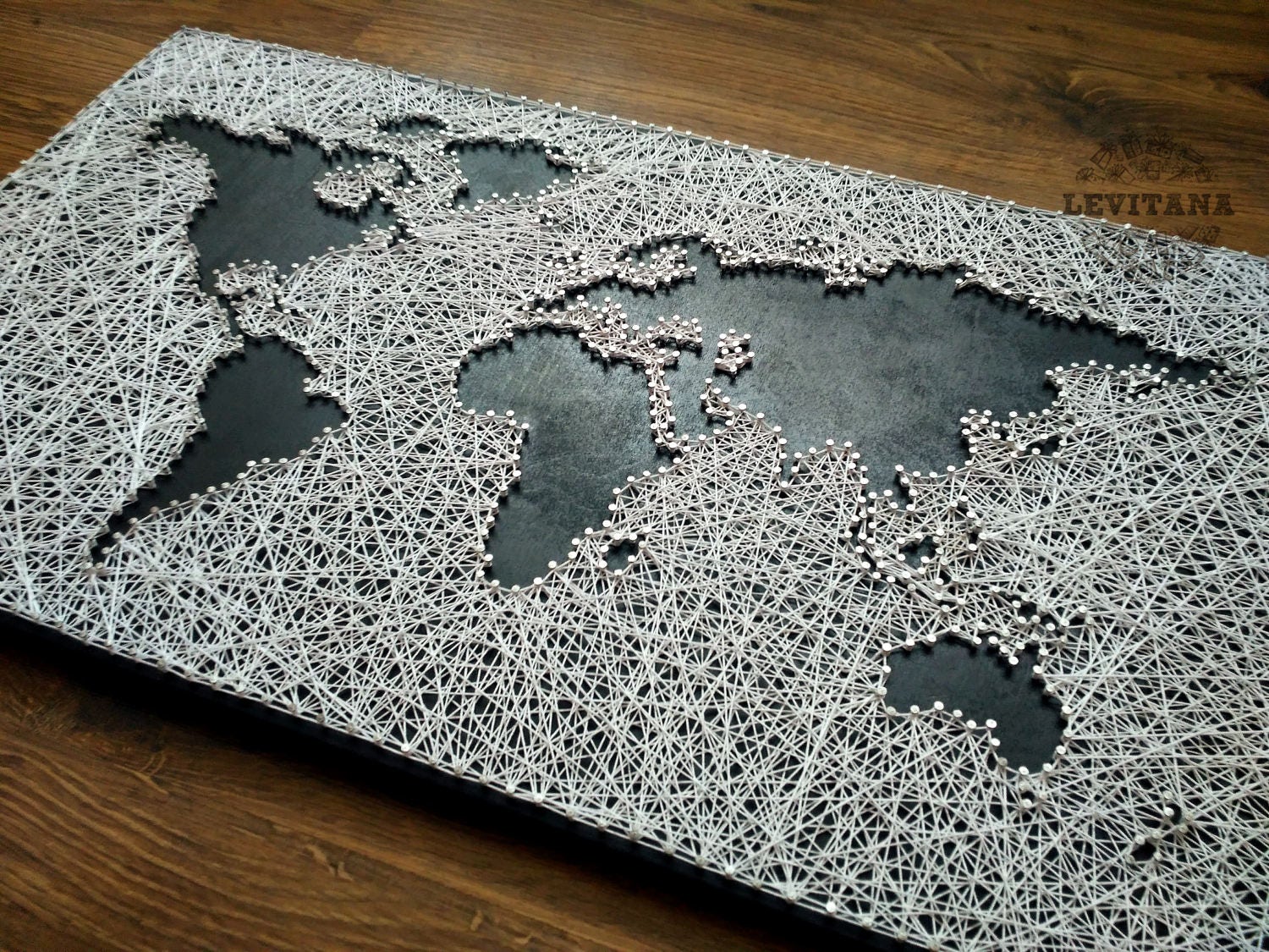 Enjoy the Wood Large World Map Wood Wall Art Decor String World Map ...