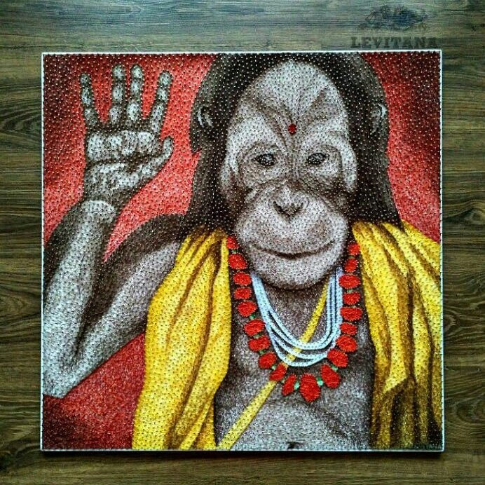 String Art Monkey Hinduism Wood Wall Art Orangutan Modern Wall - Etsy