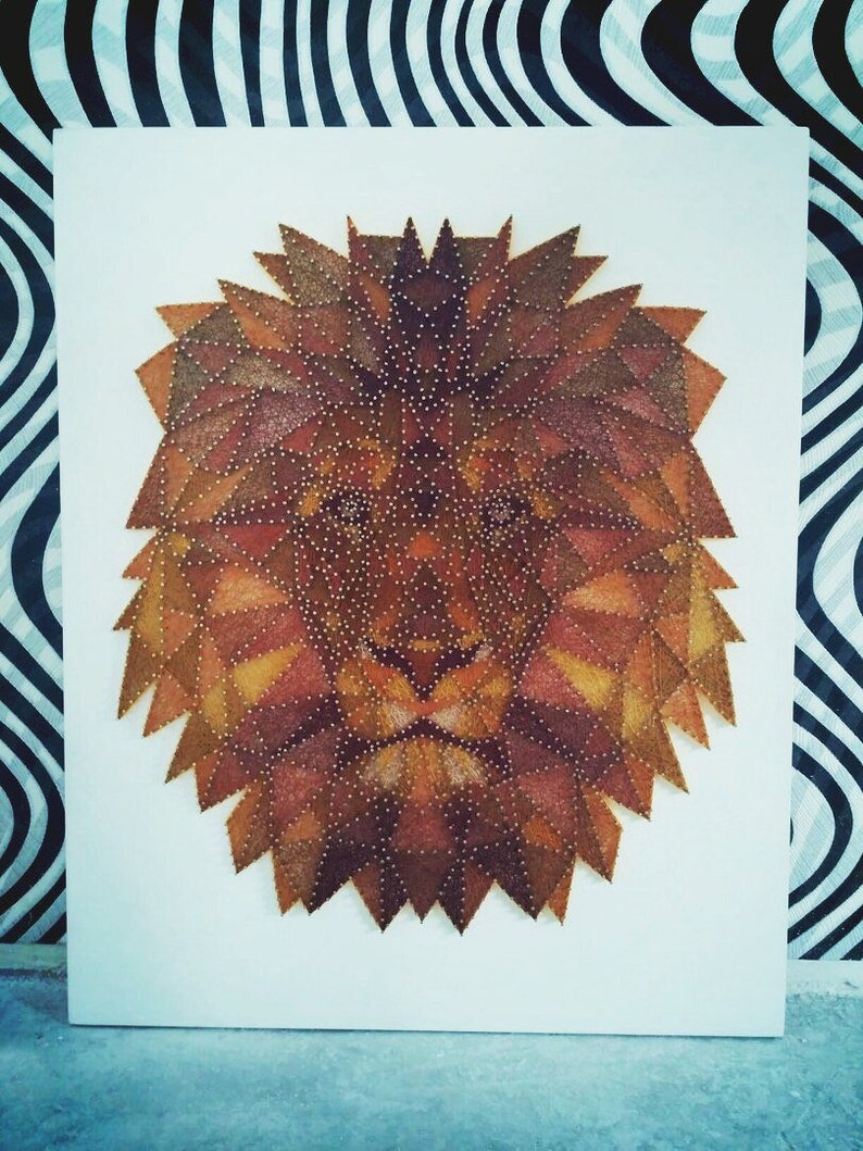 String Art Lion Wood Wall Art Wild Animal Wall Art Office - Etsy
