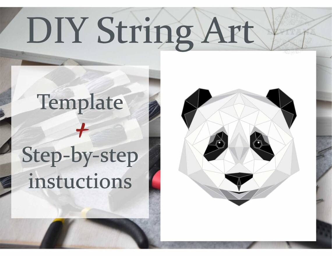 DIY String Art Wild Animal Template Digital String Art Panda - Etsy