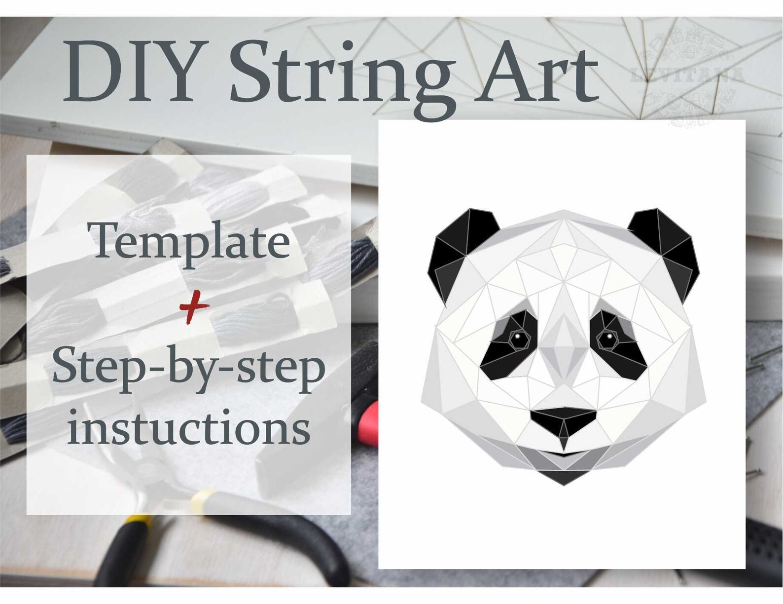 DIY String Art Wild Animal Template Digital String Art Panda - Etsy