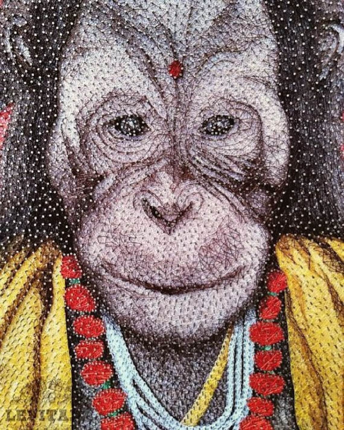 String Art Monkey Hinduism Wood Wall Art Orangutan Modern Wall - Etsy