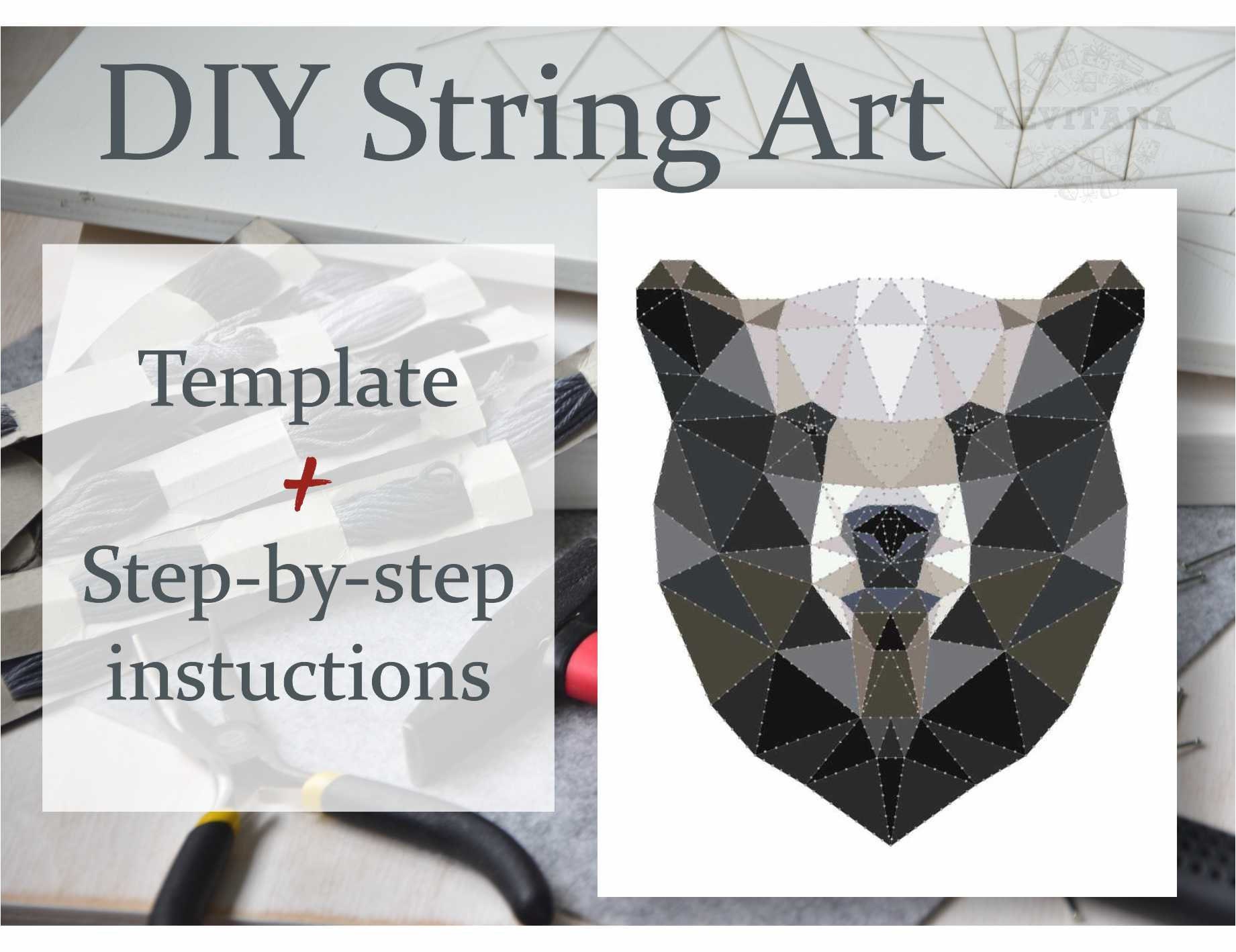DIY String Art Bear Template Digital String Art Tutorial - Etsy