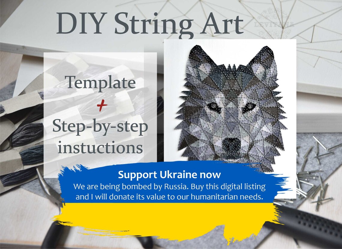 DIY String Art Wild Animal Template Digital String Art Wolf - Etsy