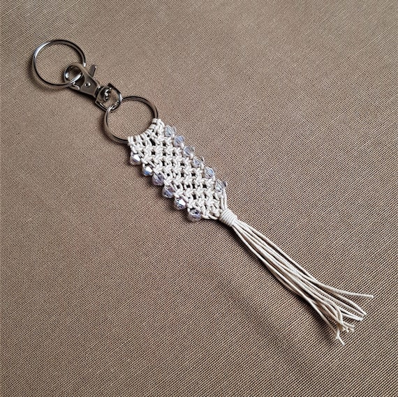 Crystal beaded macrame keyring 3 | Etsy