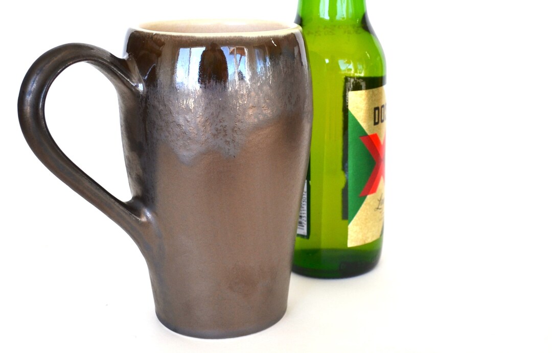 Single Beer Glass With Handle, Bronze Pottery Beer Stein, 16 Oz Pint ...