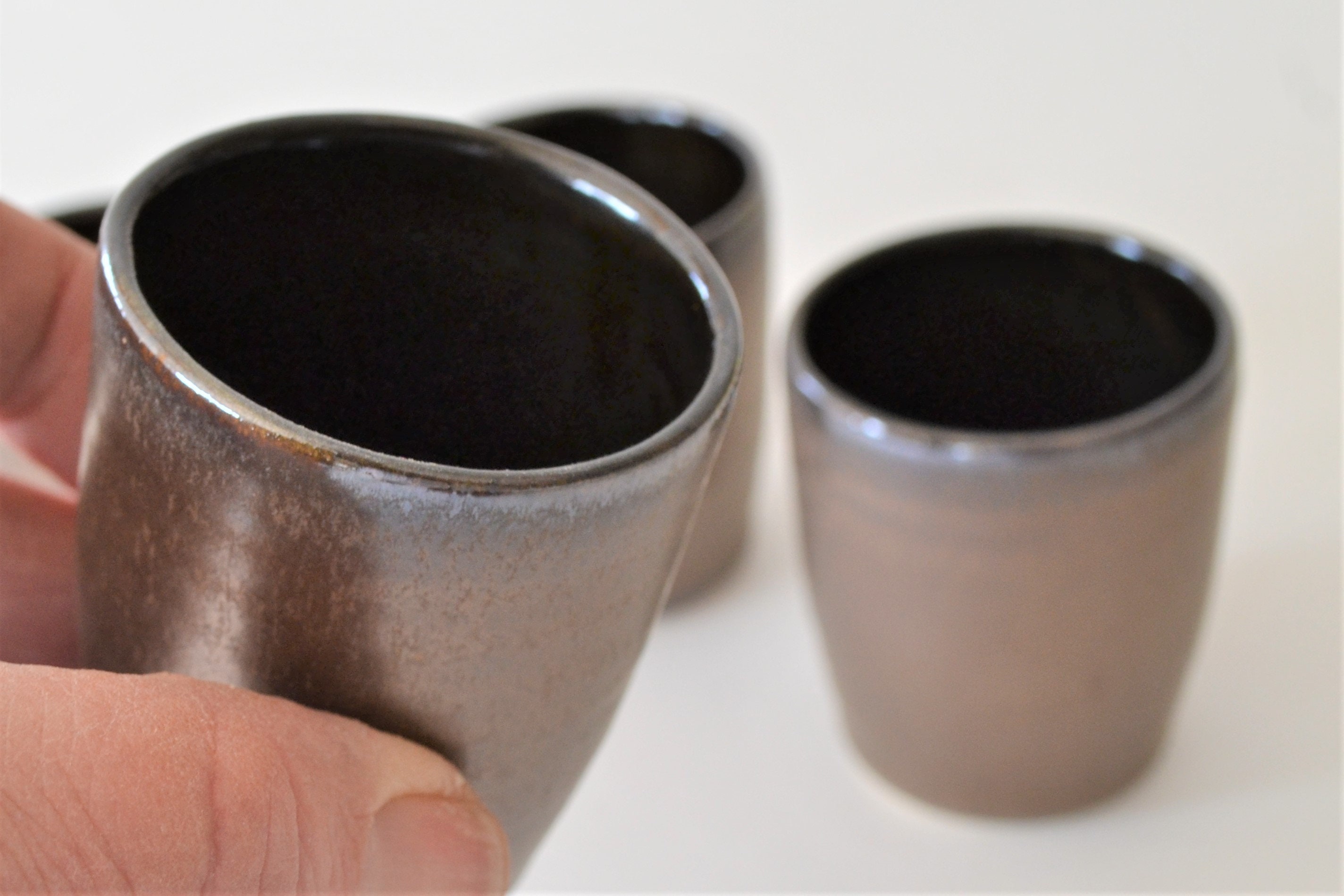IN STOCK, Bronze Pottery Shot Glass Set of 4, Ceramic Bronze Glazed ...