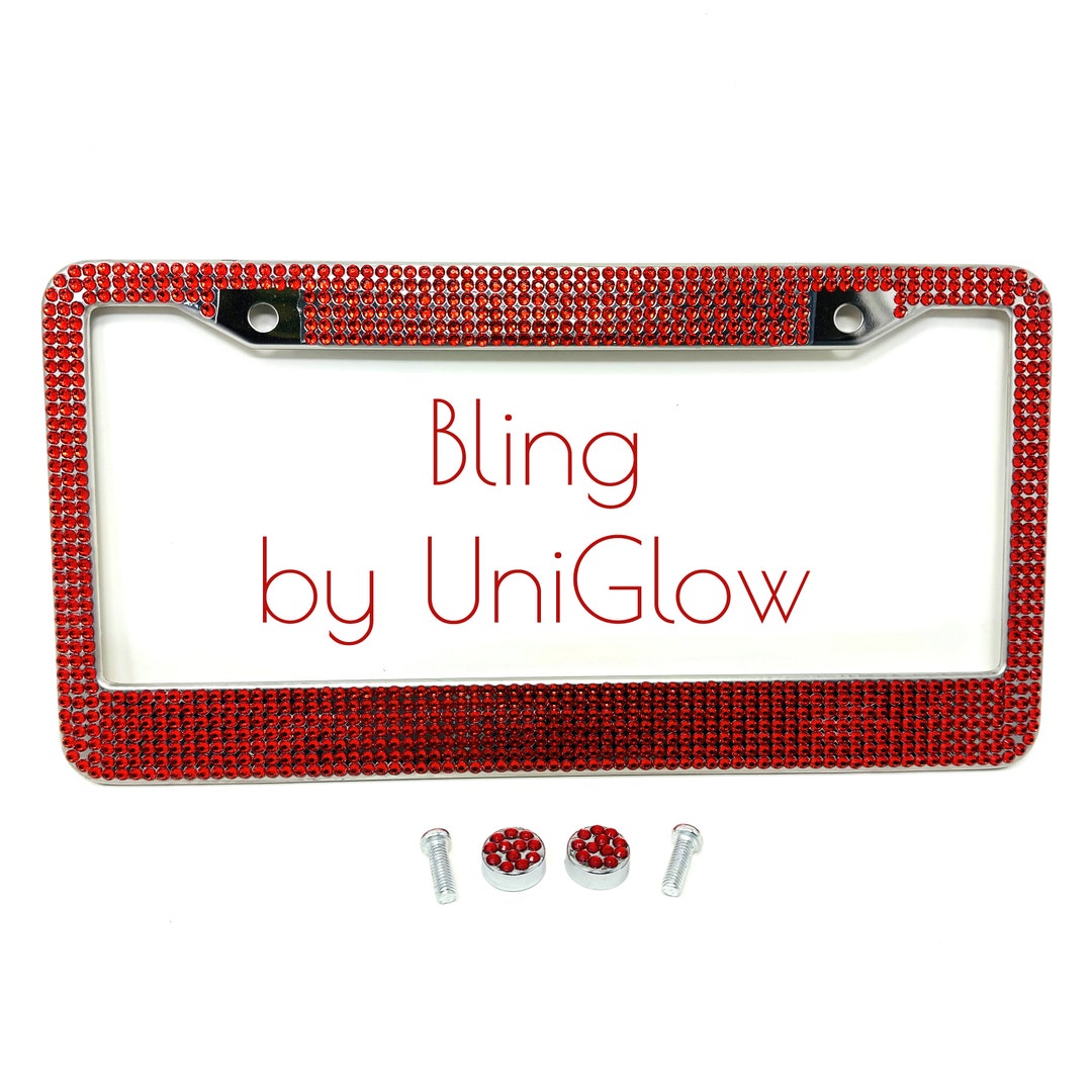 Royal Red Crystal License Plate Frame Bling by Uniglow Sparkling Car ...