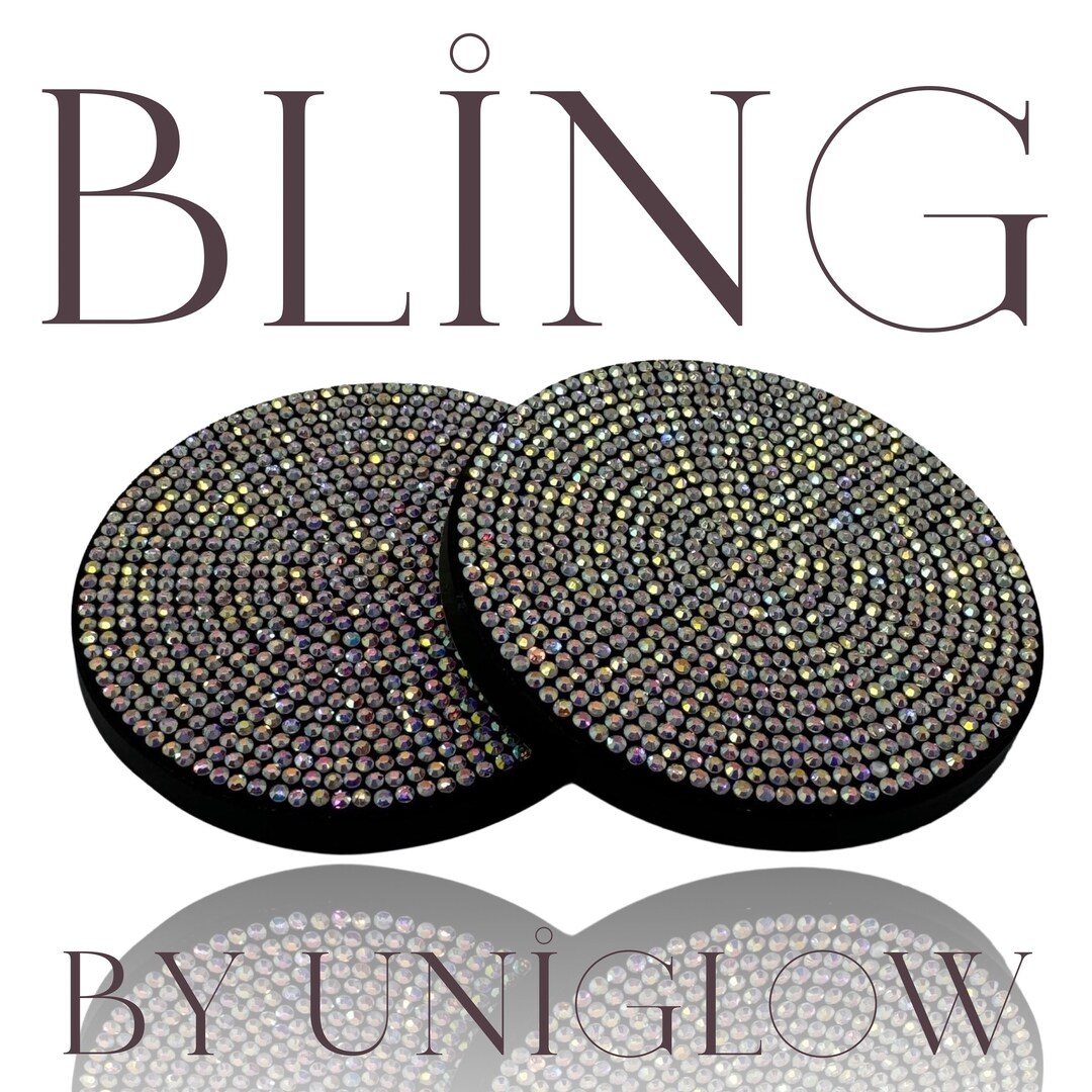 Set of 2 Colorful Sparkle Diamond-encrusted Crystal Car Coasters by ...