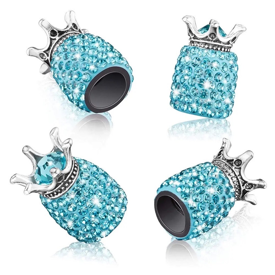 4 AQUA Diamond-studded Crown Car Wheel Valve Caps Bling by - Etsy
