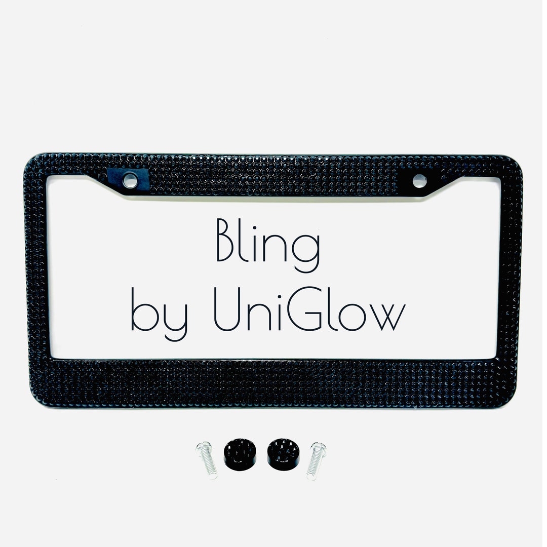 One Sparkling Jet Black Glamour Crystal License Plate Frame From Bling ...