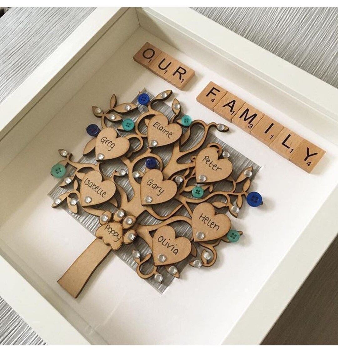 Personalised Handmade Family Tree Box Frame. Scrabble Picture Frame - Etsy