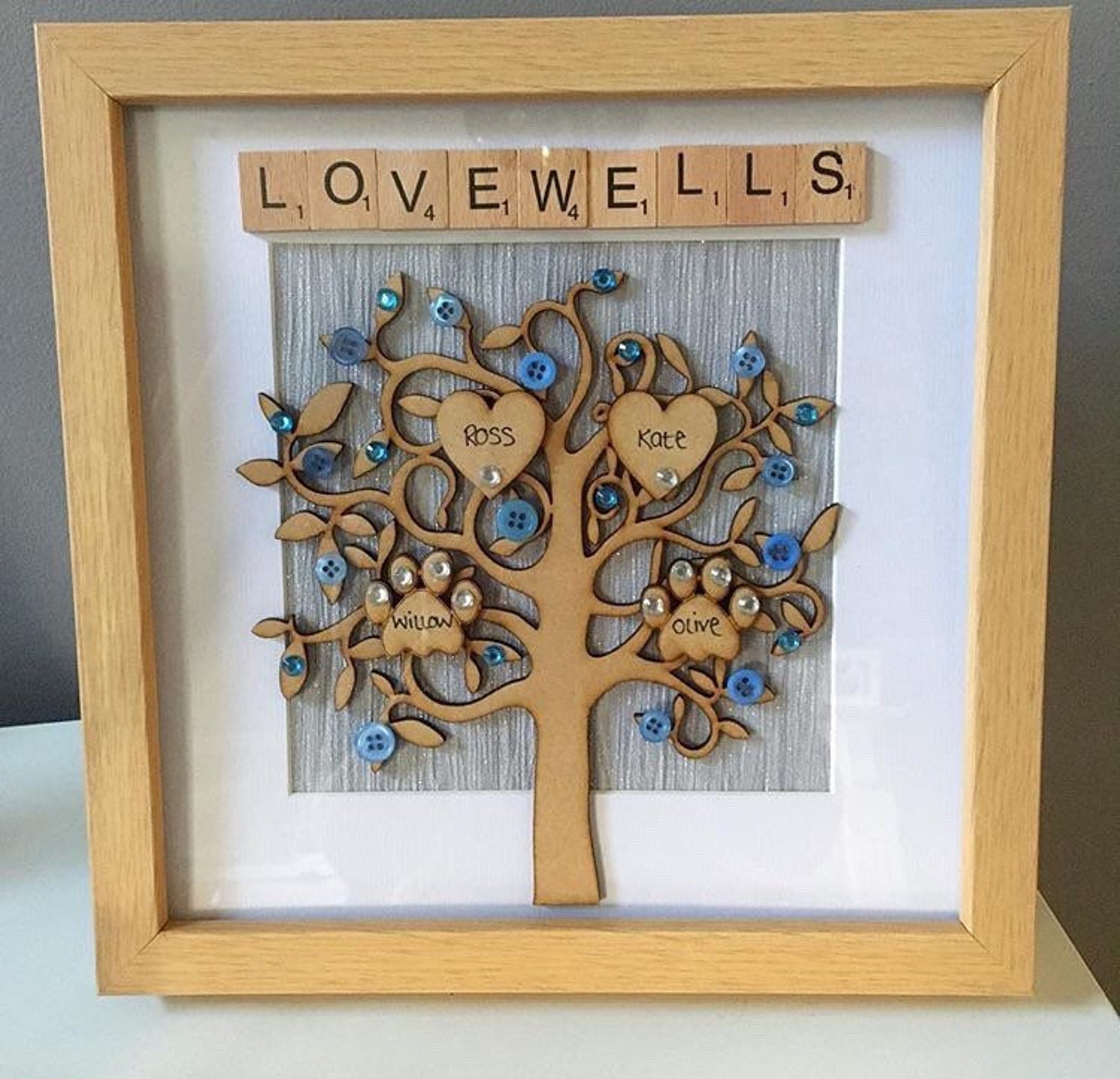 Personalised Handmade Family Tree Box Frame. Scrabble Picture | Etsy