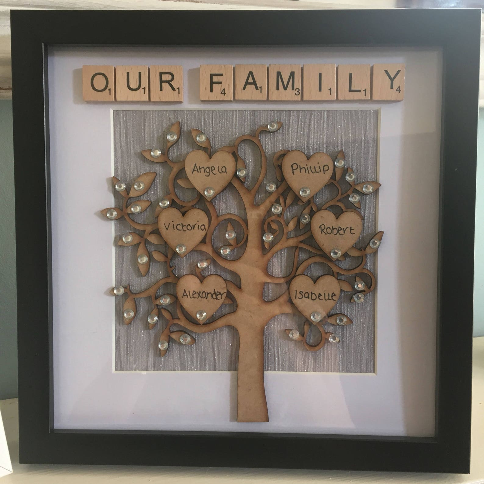 Wooden Family Tree Frame With Wooden Scrabble Tiles. Handmade - Etsy