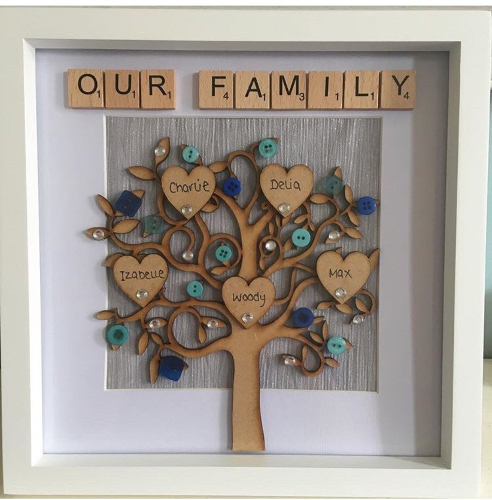 Personalised Handmade Family Tree Box Frame. Scrabble Picture Frame - Etsy