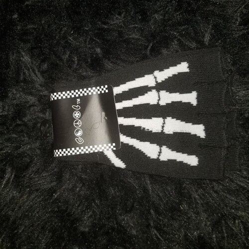 Skull Fingerless Gloves Hand Knitted for Day of the Dead or | Etsy
