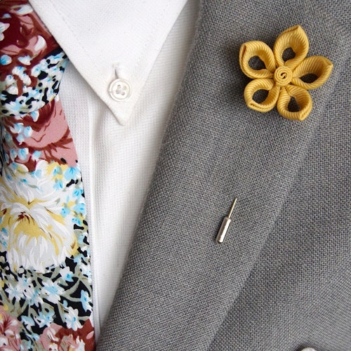 Handmade Lapel Flower Pin With a Floral Tie Set Wedding - Etsy