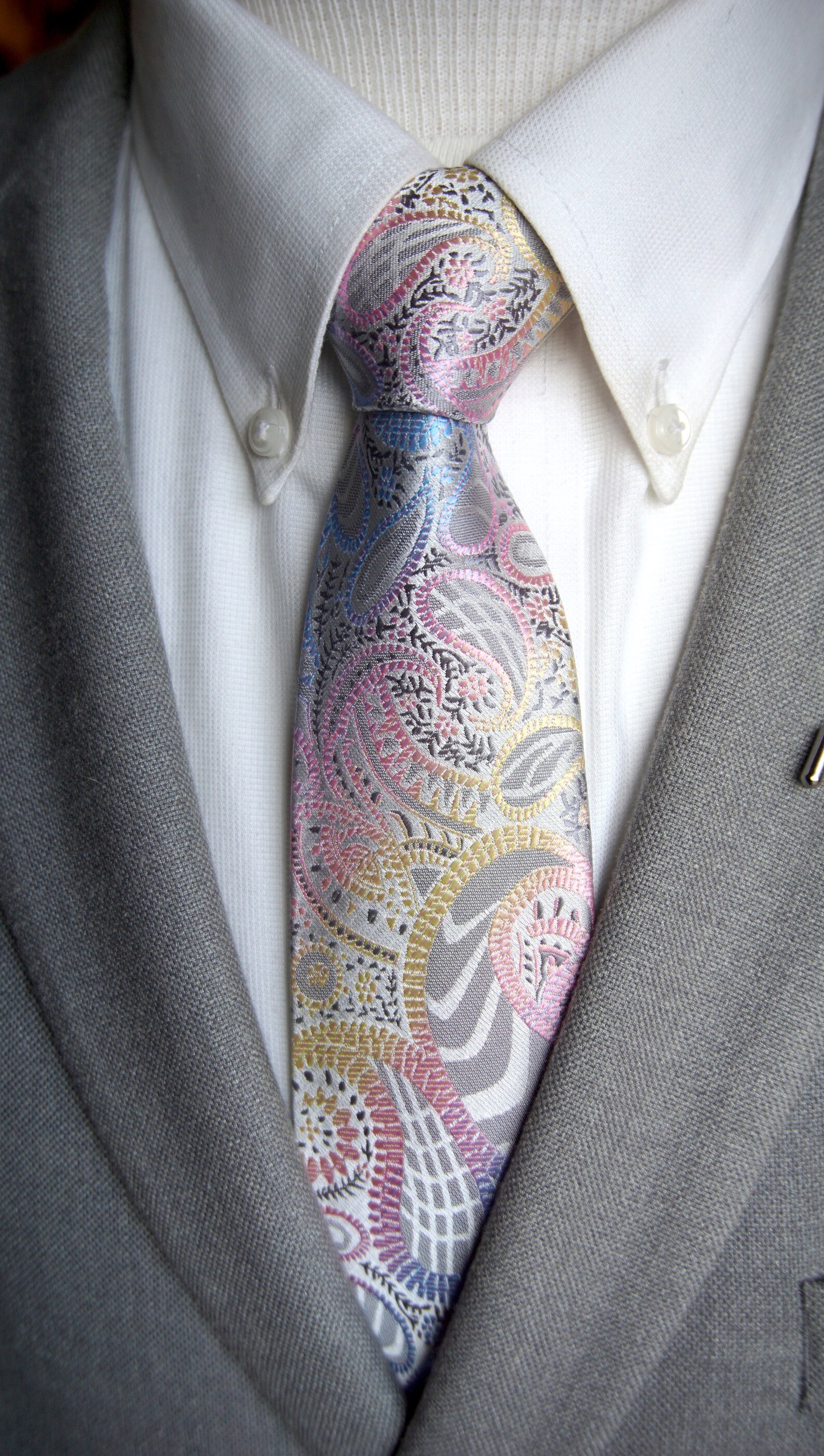 Handmade Pattern Flower Lapel Pin / Mult-Colored Paisley Tie & | Etsy