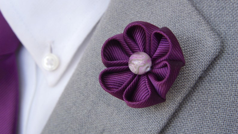 Purple Flower Lapel Pin / Solid Purple Tie & Multi-colored - Etsy