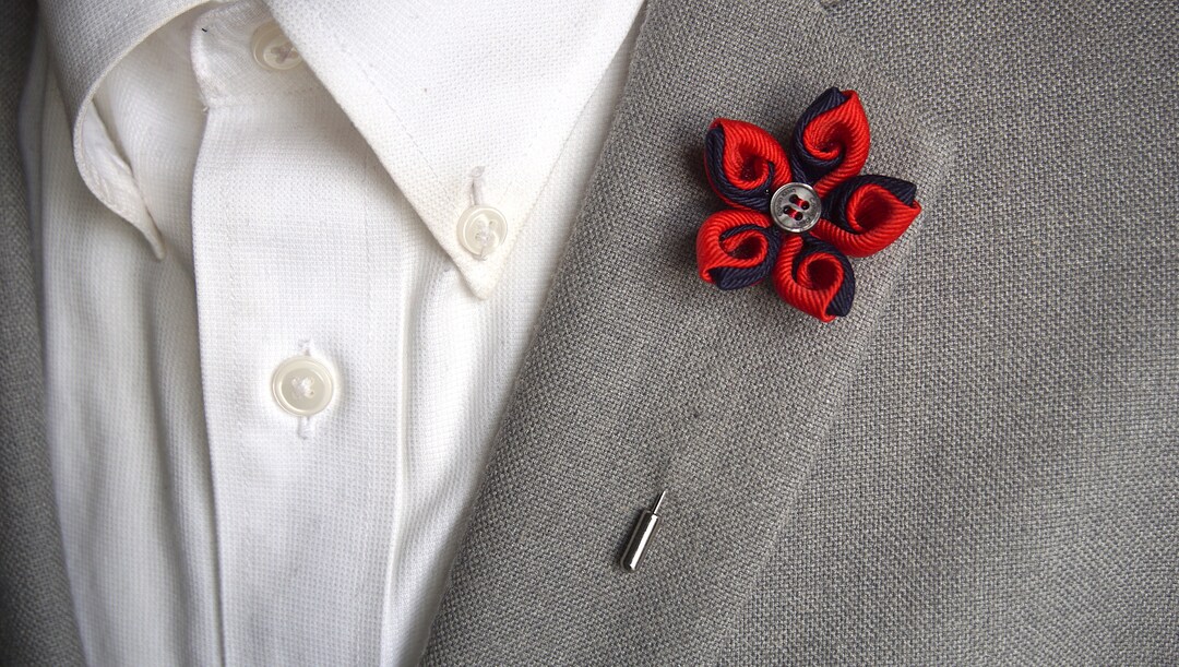 Handmade Flower Lapel Pin - Lapel Flower - Boutonniere - Kanzashi ...