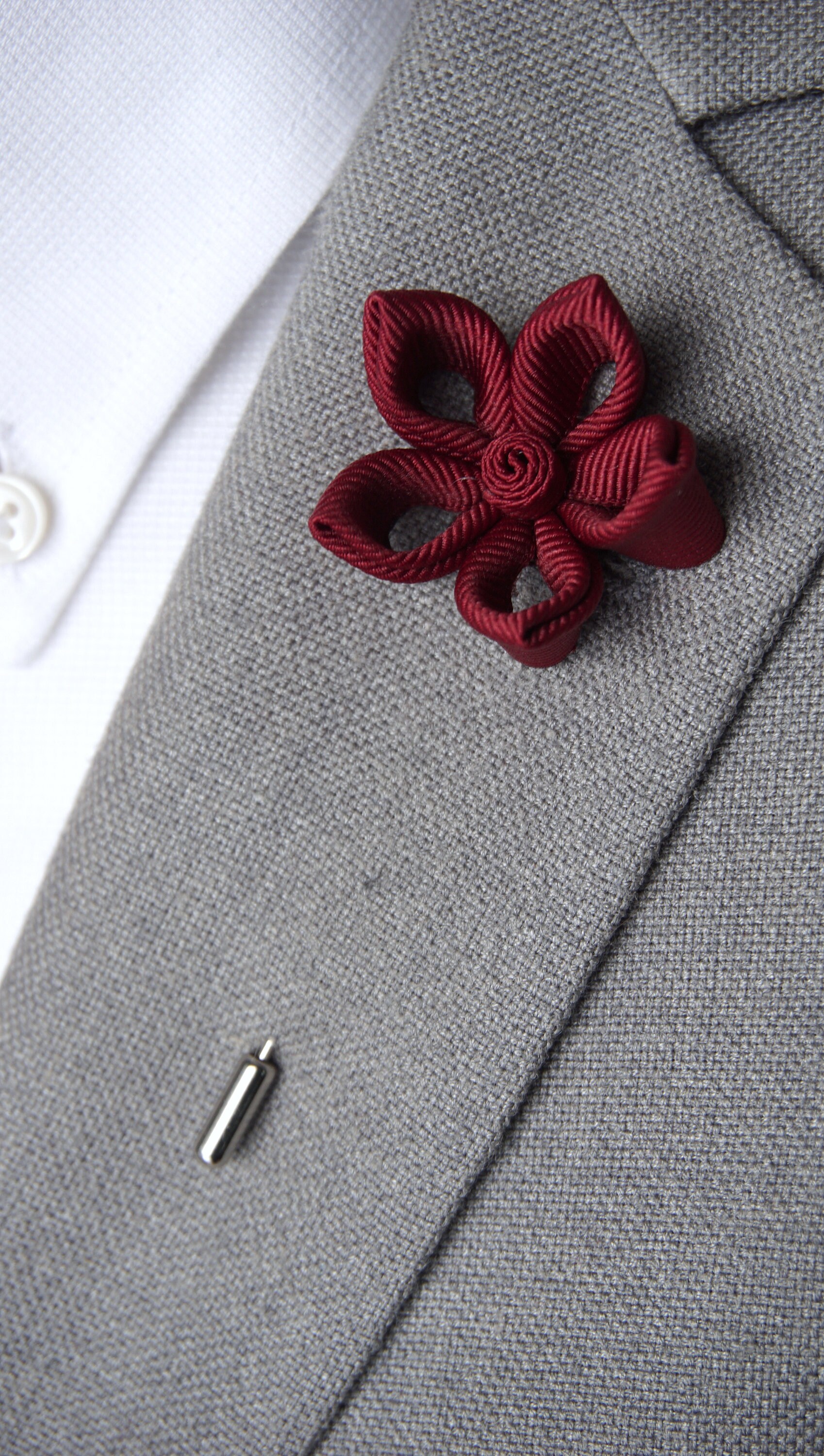 Handmade Scarlet Red Lapel Flower paired with Scarlett Red Tie | Etsy