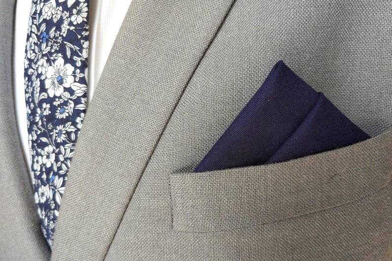 Navy Blue Handmade Lapel Pin / Dark Blue Floral Slim Tie & | Etsy