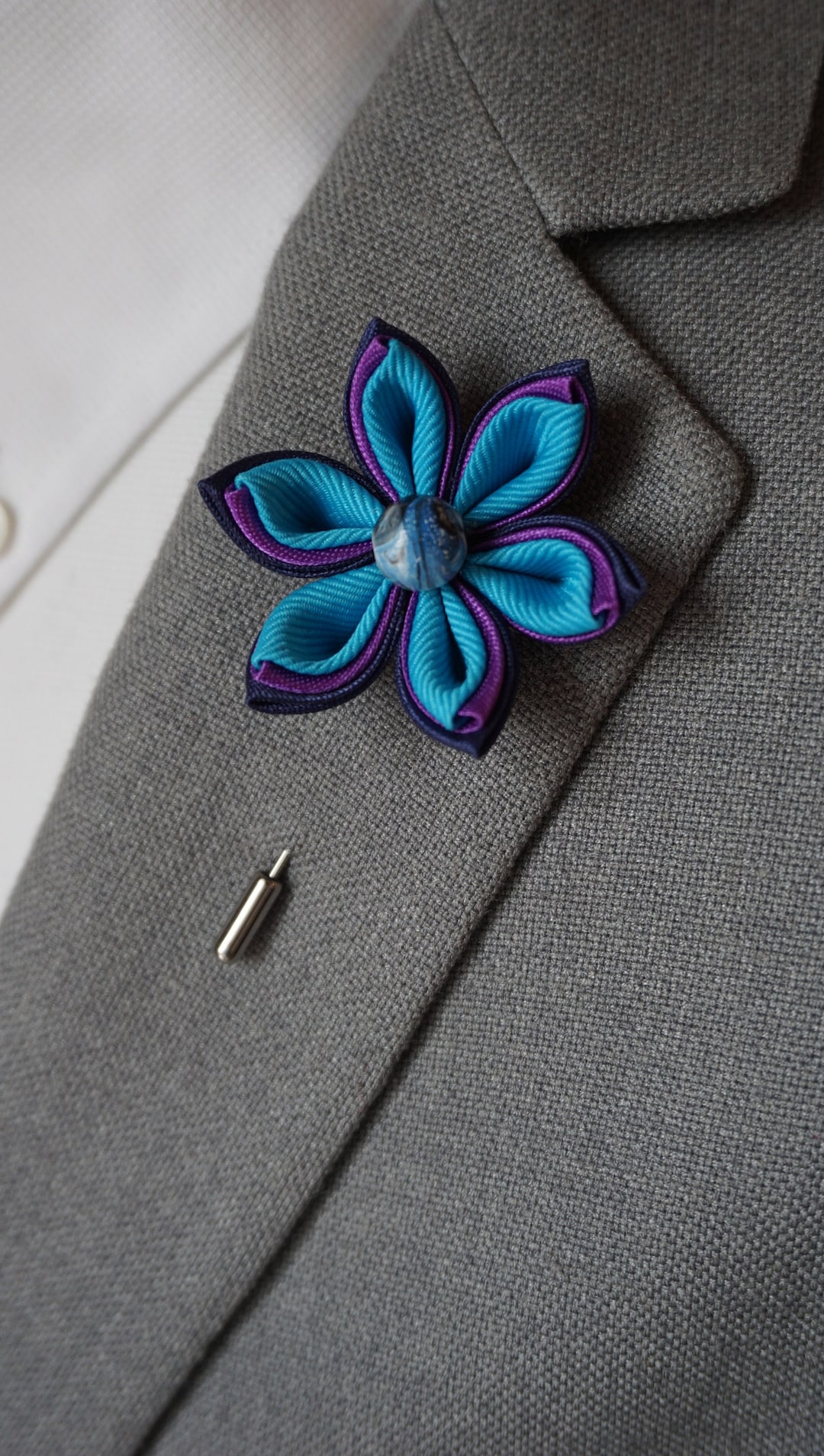 Handmade Flower Lapel Pin / Blue Flower Pin / Lapel Flower ...