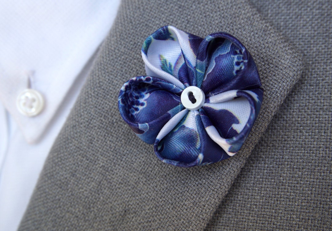 Handmade Blossom Lapel Pin / Blue Lapel Pin / Lapel Flower / Flower ...