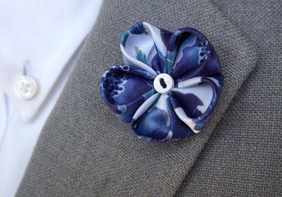 Handmade Blossom Lapel Pin / Blue Lapel Pin / Lapel Flower / - Etsy