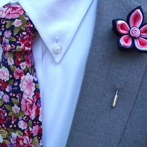 Handmade Lapel Flower Pin With a Floral Tie Set, Wedding Accessories ...