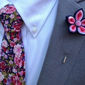 Handmade Lapel Flower Pin With a Floral Tie Set, Wedding Accessories ...