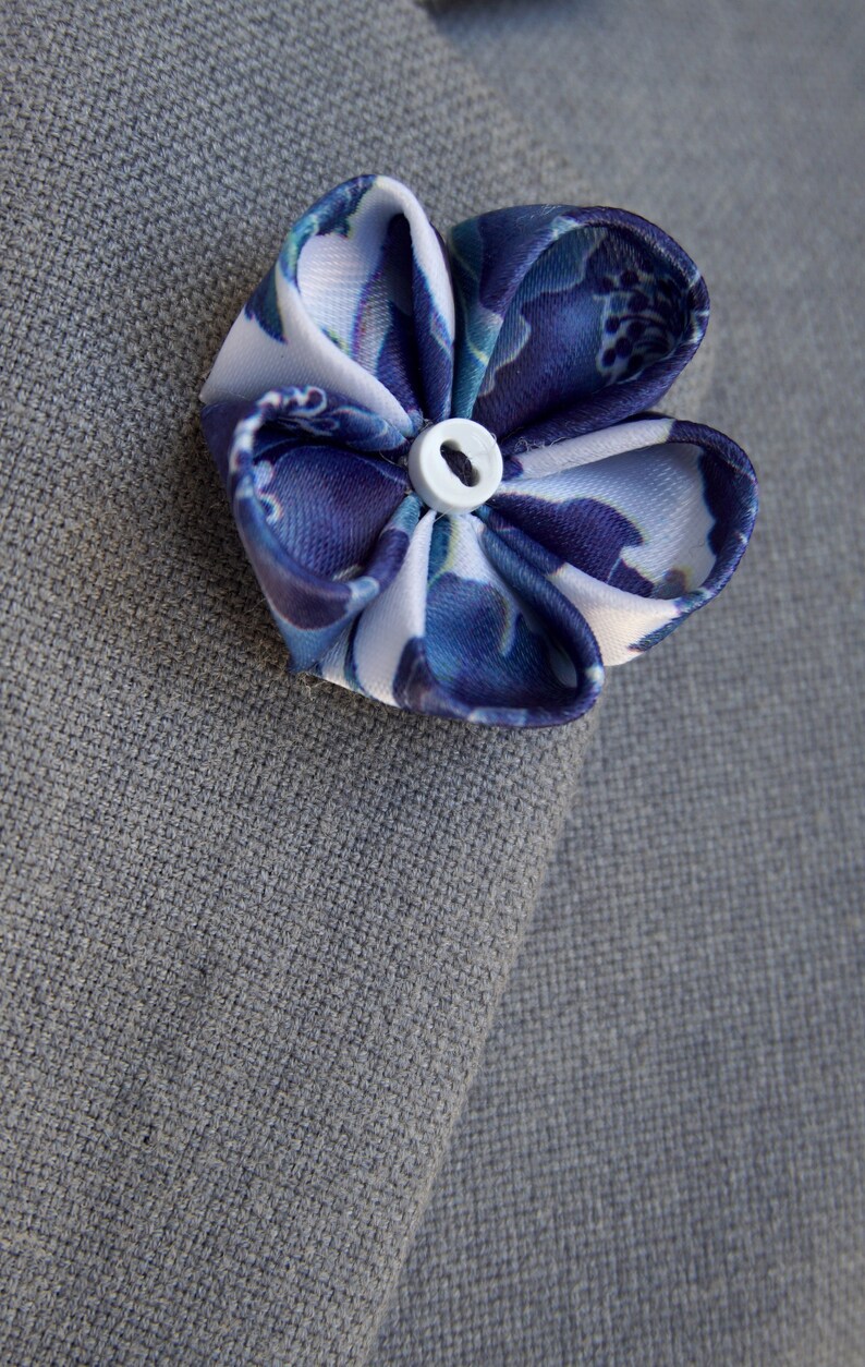 Handmade Blossom Lapel Pin / Blue Lapel Pin / Lapel Flower / - Etsy