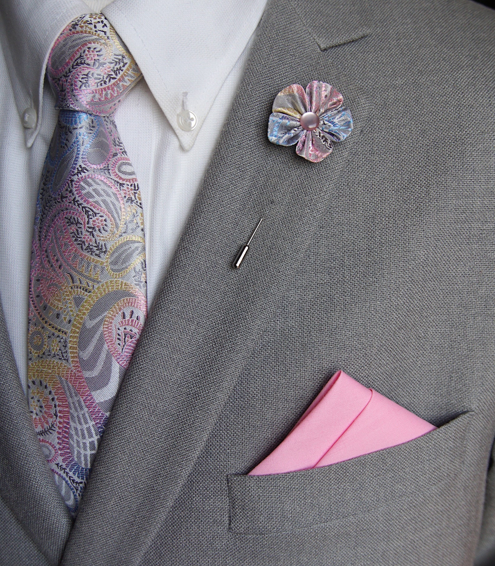 Handmade Pattern Flower Lapel Pin / Mult-Colored Paisley Tie & | Etsy