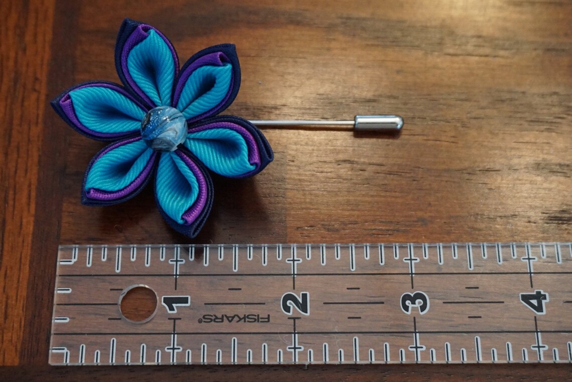 Handmade Flower Lapel Pin / Blue Flower Pin / Lapel Flower ...
