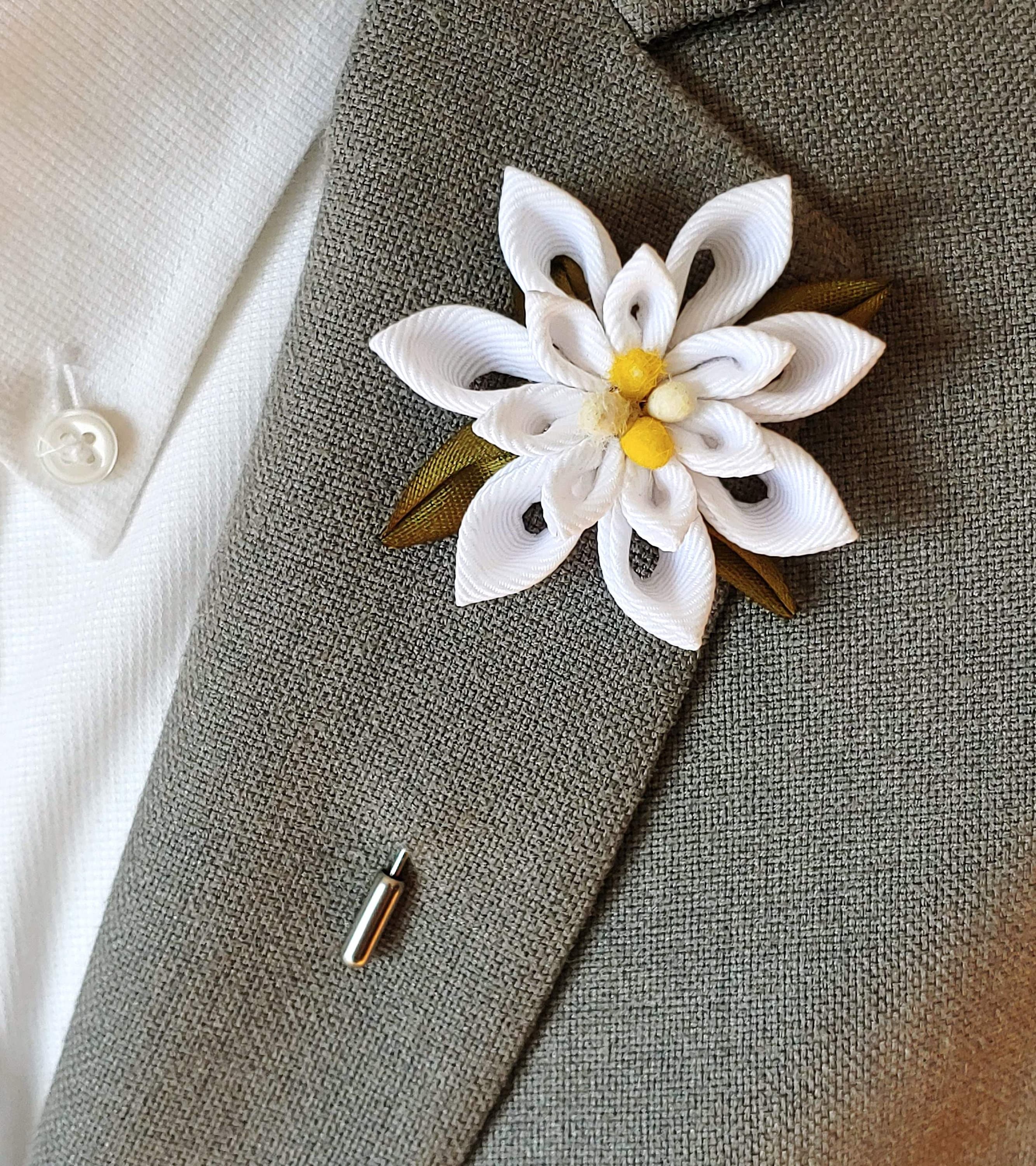 Edelweiss Lapel Flower / White Flower Brooch / Handmade Lapel Pin ...