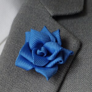 Blue Rose Lapel Pin & Pocket Square Combo Set / Boutonniere / Flower ...