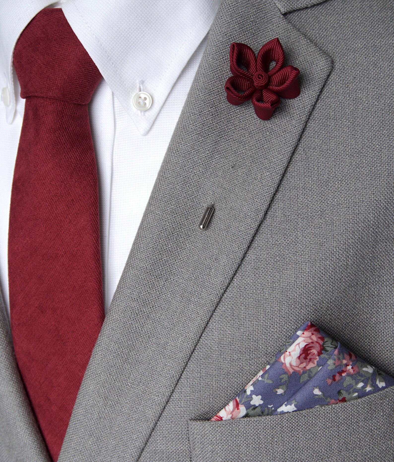 Handmade Scarlet Red Lapel Flower Paired With Scarlett Red Tie | Etsy