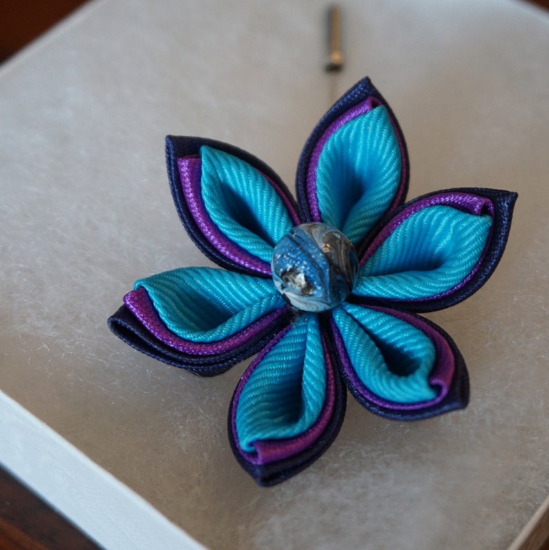Handmade Flower Lapel Pin / Blue Flower Pin / Lapel Flower / - Etsy