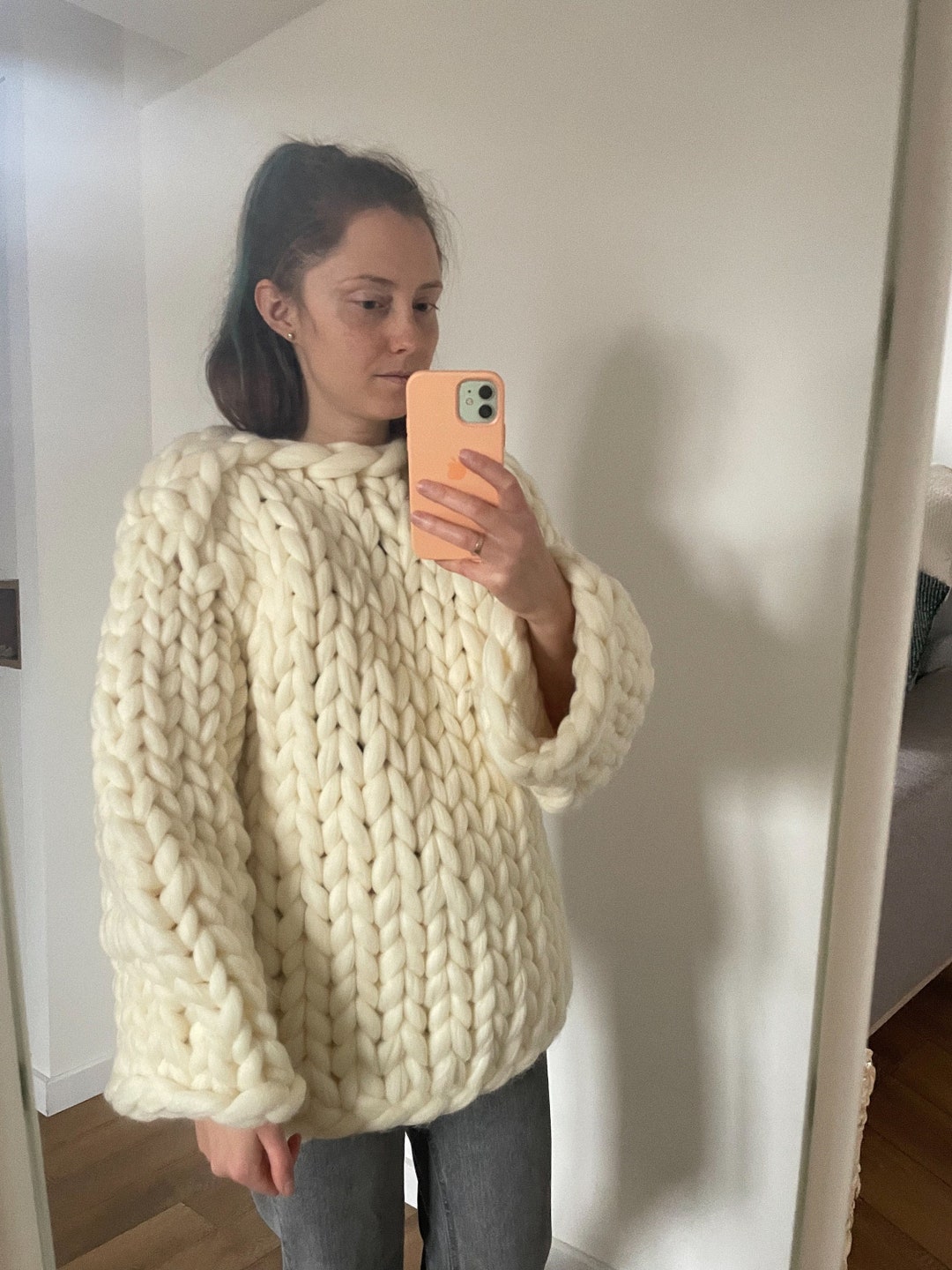 Oversized Chunky Sweater, Hand Knit Sweater, Wool Sweater, Knitted ...