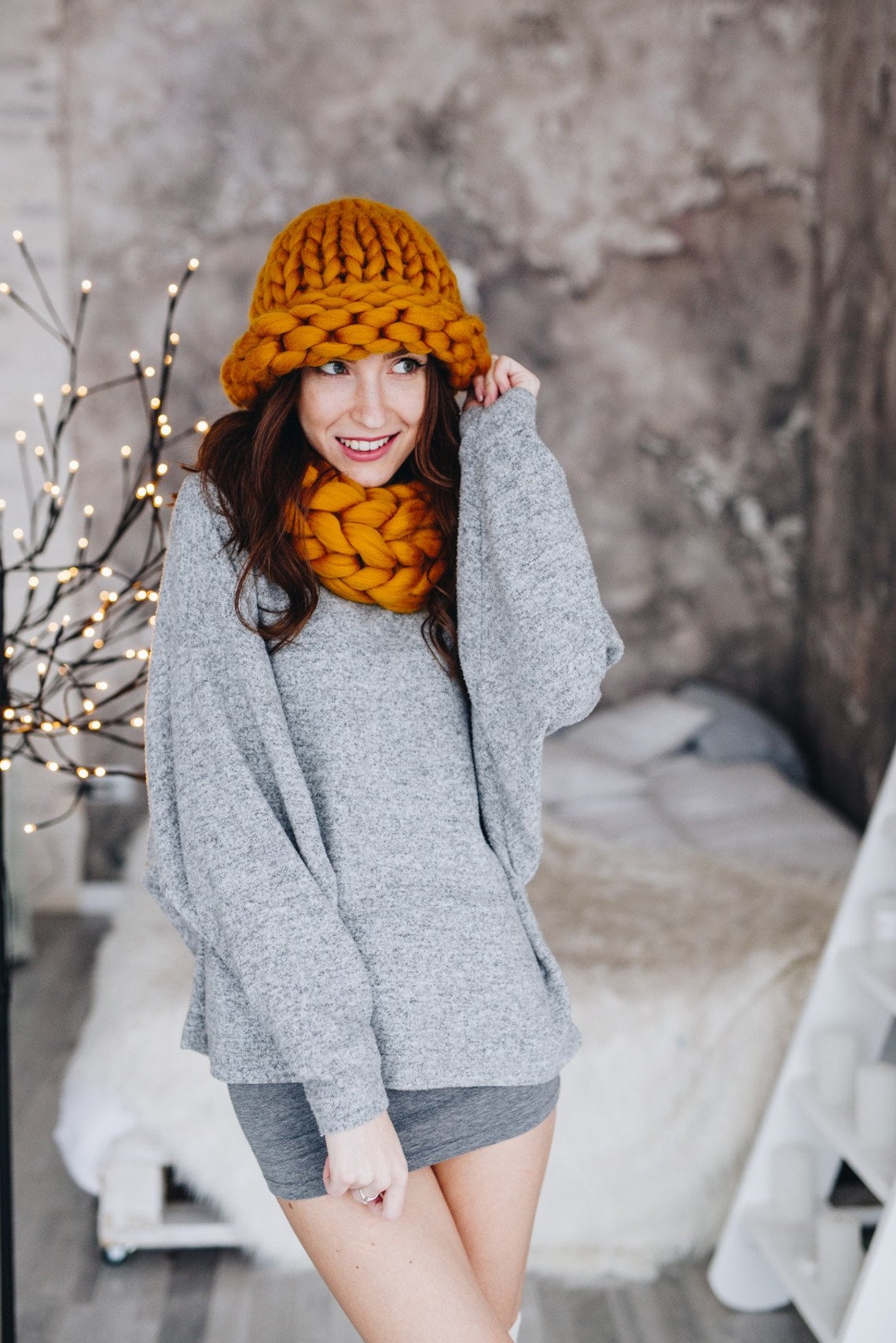 Winter Women's Knit Hat Soft Woolen Knit Set Winter | Etsy