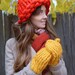 Womens Knitted Red Hat Bright Autumn Colors Outfit Yellow - Etsy