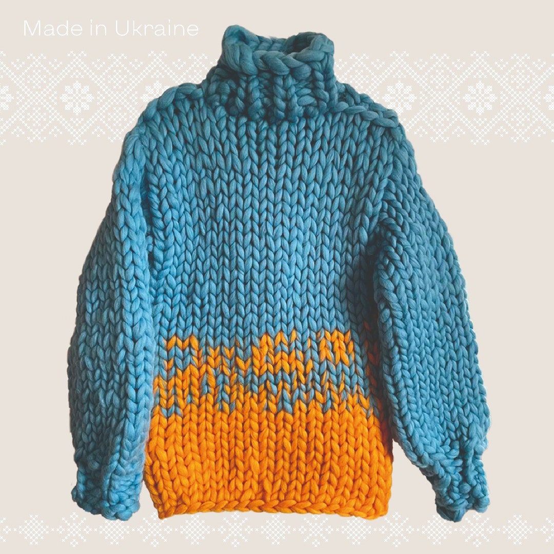 Chunky Knit Sweater Made in Ukraine, Oversized Sweater, Turtleneck ...