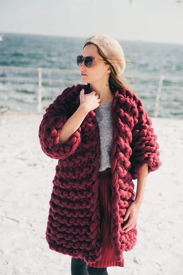 Woman's Chunky Knit Cardigan Merino Wool Long Wool | Etsy