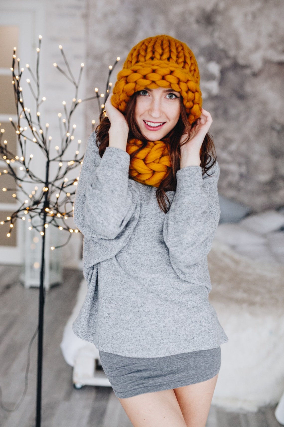 Winter Women's Knit Hat Soft Woolen Knit Set Winter | Etsy