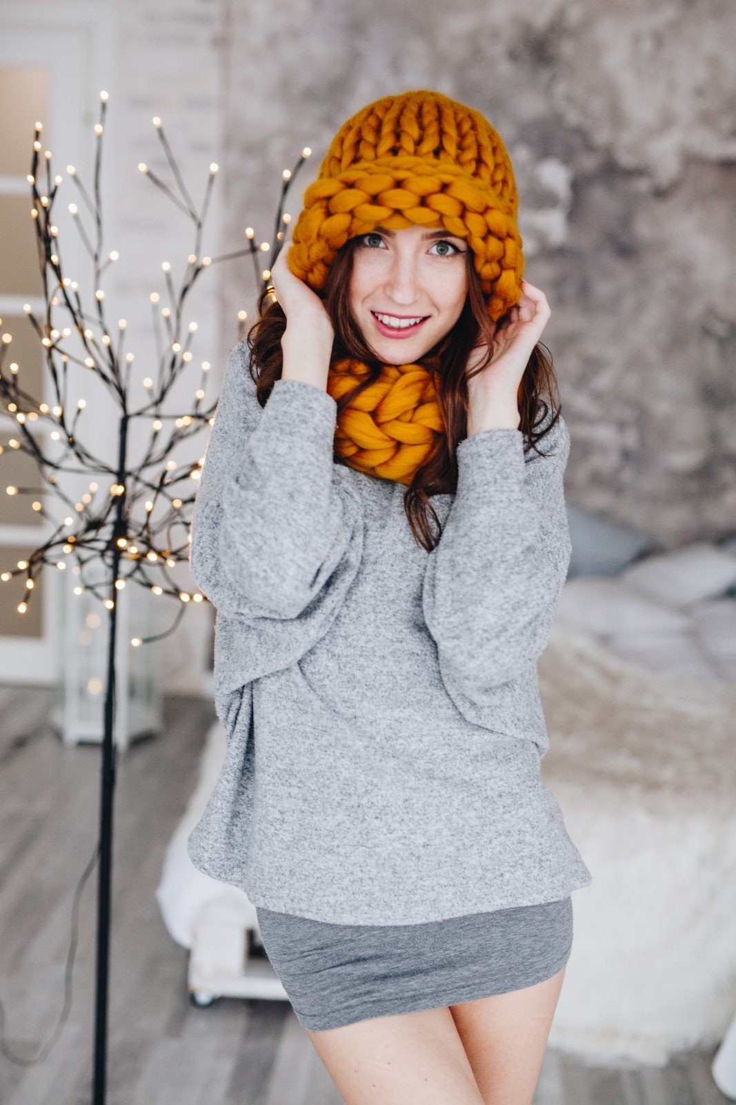 Winter Women's Knit Hat Soft Woolen Knit Set Winter | Etsy