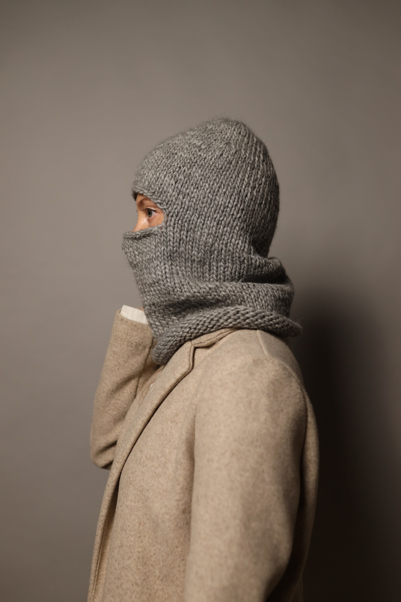 Knitted Balaclava Hat, Wool Balaclava, Winter Hat, Knitted Hood ...