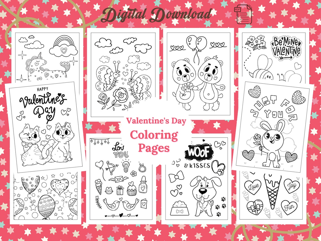 Valentine's Day Printable Coloring Pages, Heart's Day for Kids, Family ...