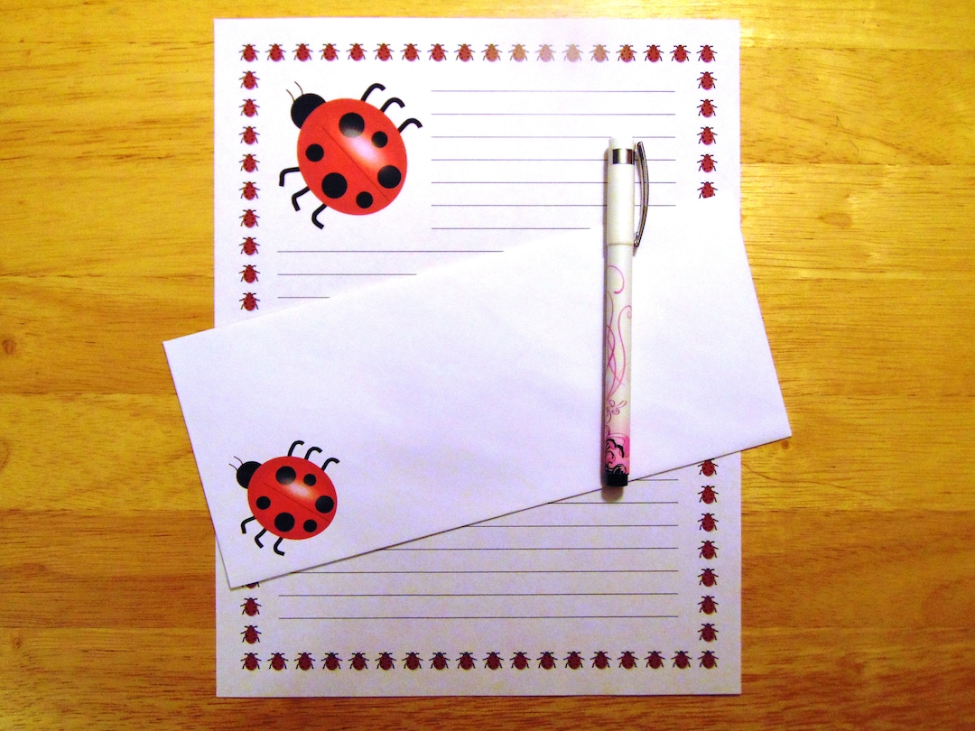 Greeting Cards Ladybug - Stationery Set With 12 Sheets 12 Envelopes ...