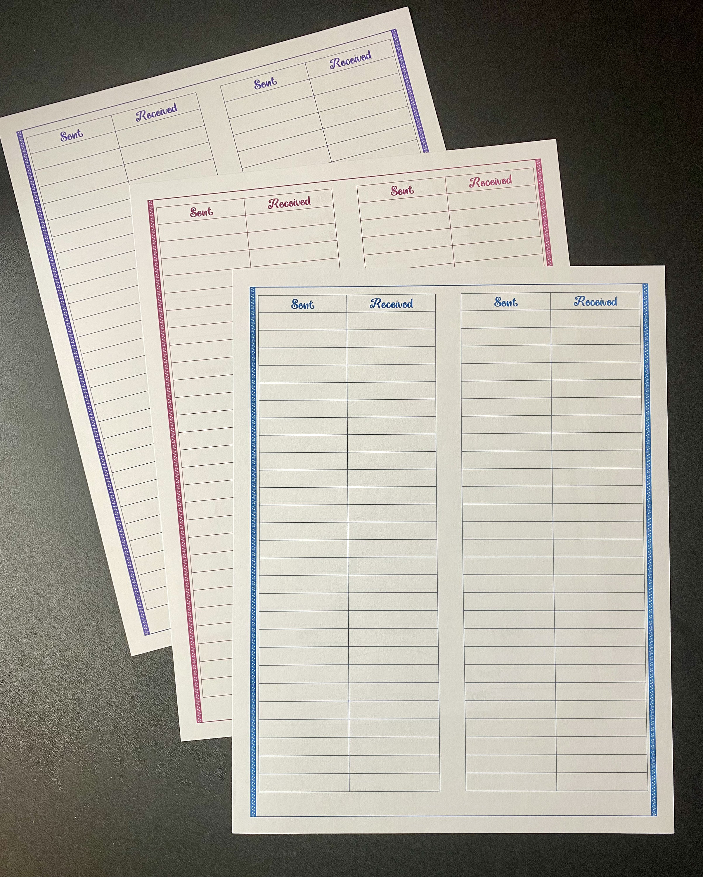 Stationary Pen Pal Tracker Sheets - 12 Sheets Front and Back ...